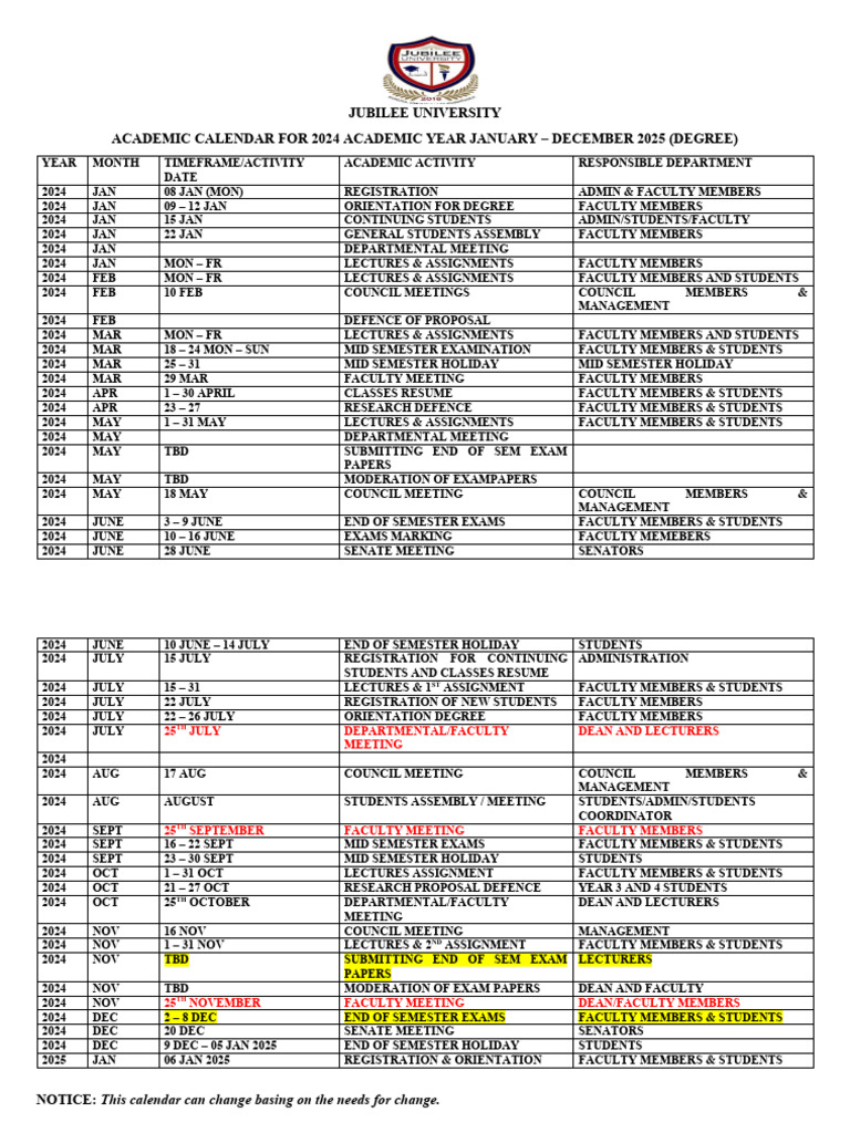 Revised Academic Calendar 2024 | PDF | Academic Term | Educational ...