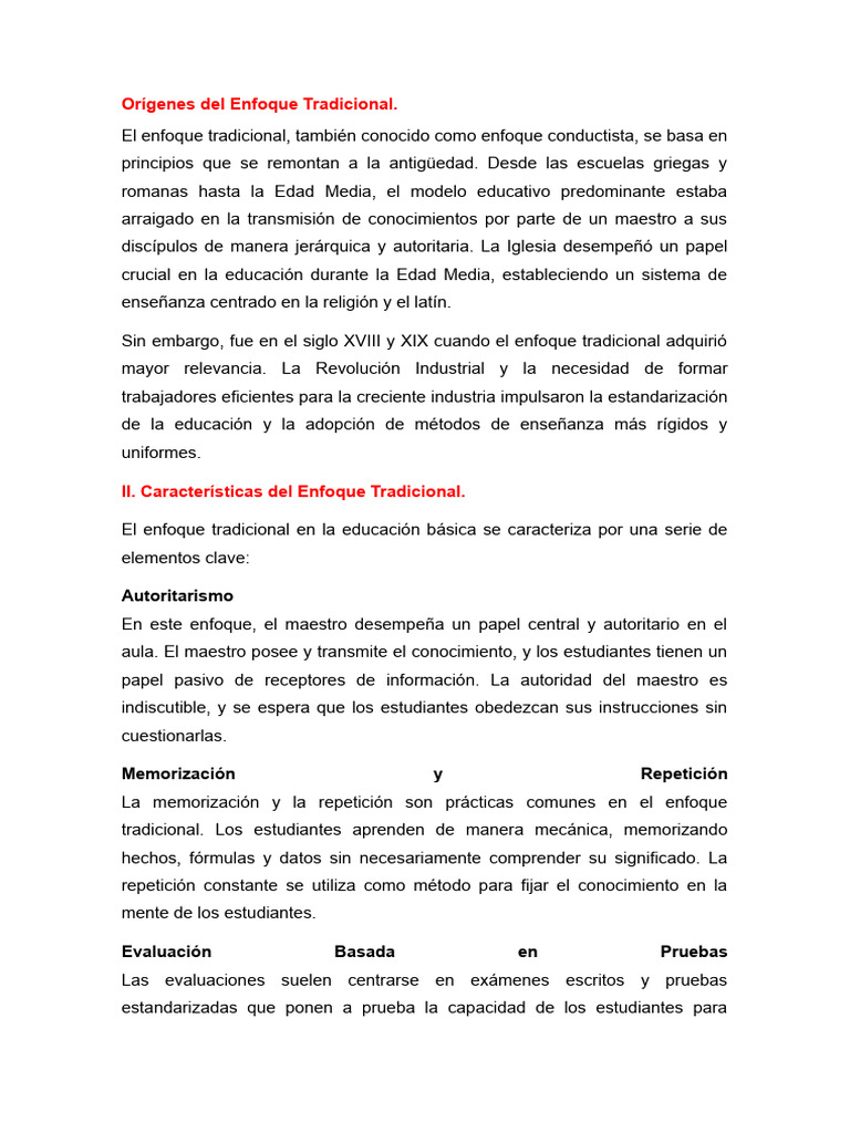 Orígenes Del Enfoque Tradicional INES | PDF | Maestros | Enseñando