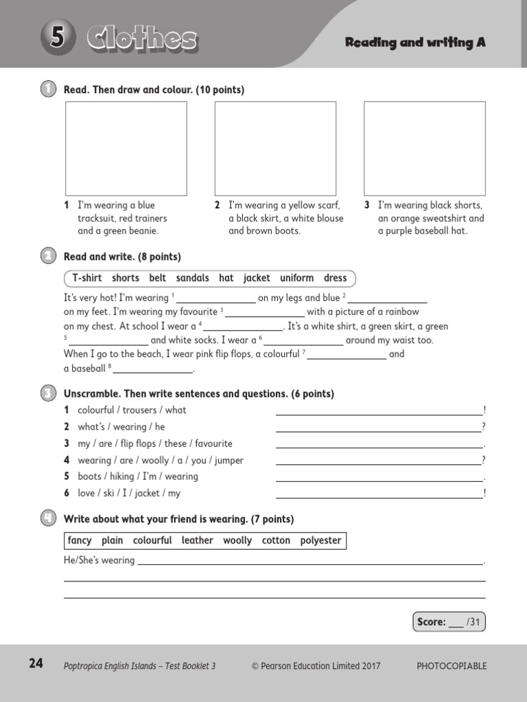 Islands Level 3 Test Unit 5 | PDF | Sweater | Sock