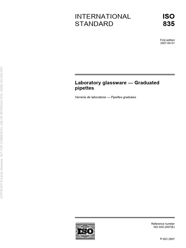 ISO 835:2007 Graduated Pipettes Standard | PDF | International ...