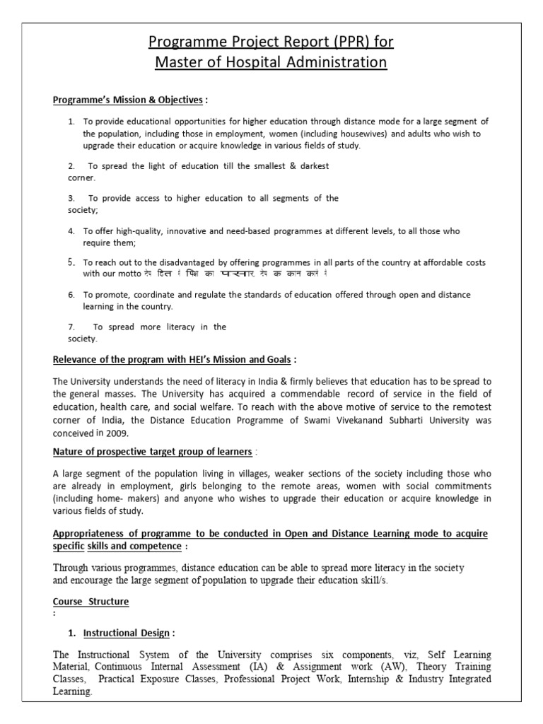 Master of Hospital Administration PPR | PDF | Strategic Management ...