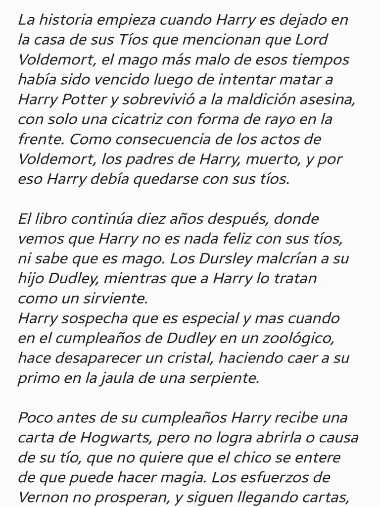 Resumen Harry Potter | PDF
