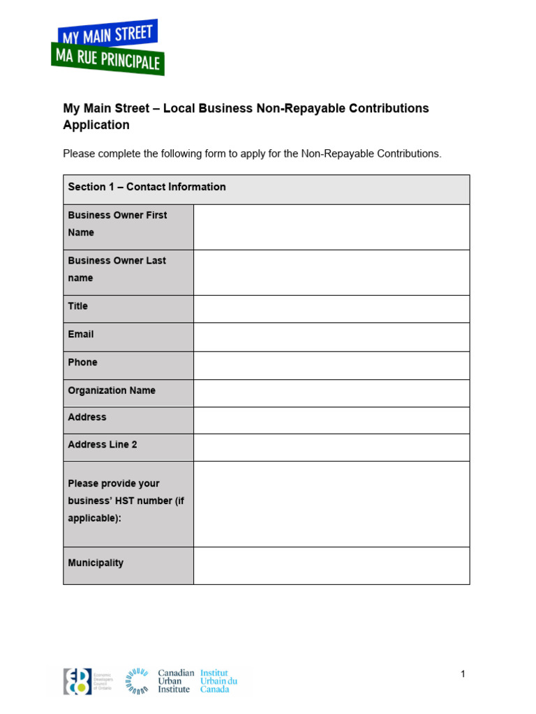 My Main Street Business Grant Application | PDF | Provinces And ...