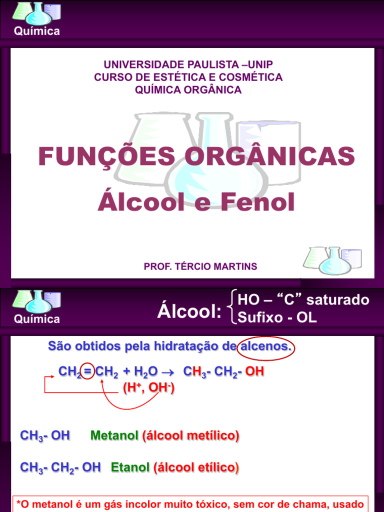 Funçoes Orgânicas - 1 - Álcool e Fenol | PDF | Alcano | Química