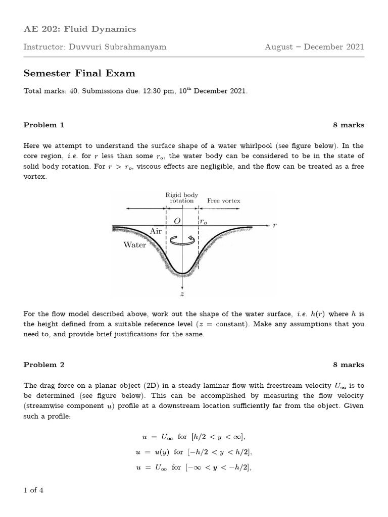 Final Exam | PDF | Fluid Dynamics | Velocity