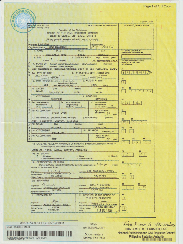 PSA Birth Certificate | PDF
