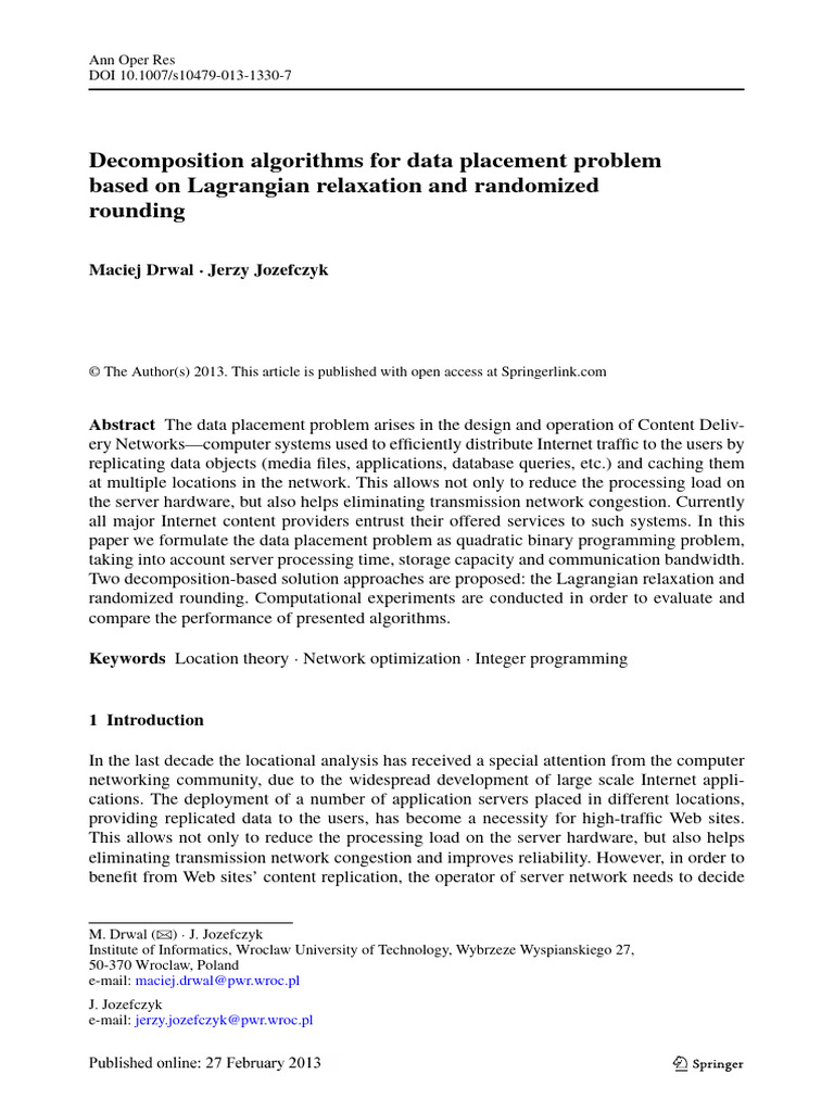 Drwal 2013 | PDF | Computer Network | Cache (Computing)