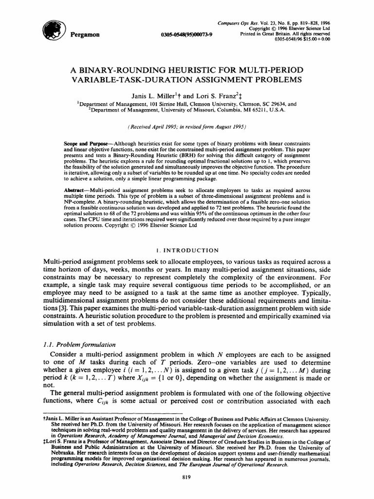 A Binary-Rounding Heuristic For Multi-Period Variable-Task-Duration ...