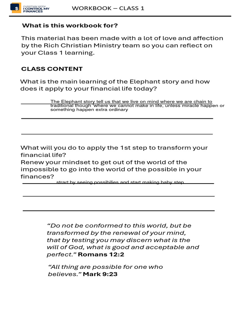 Workbook Class 1 - Eng | PDF