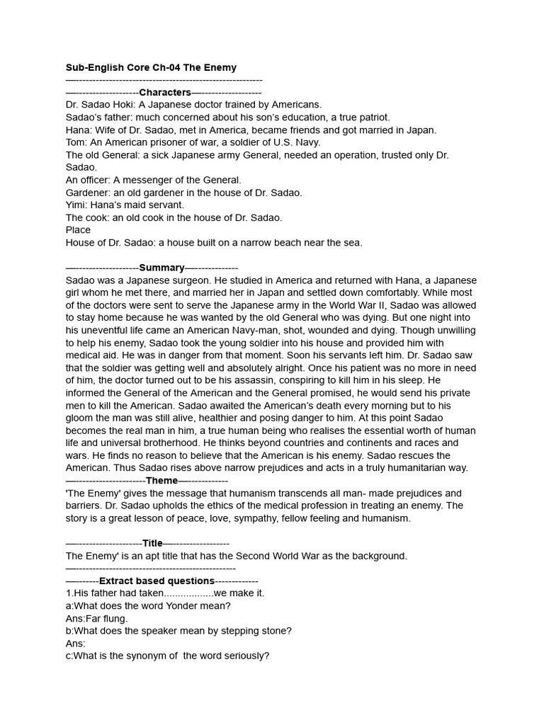 The Enemy | PDF | History