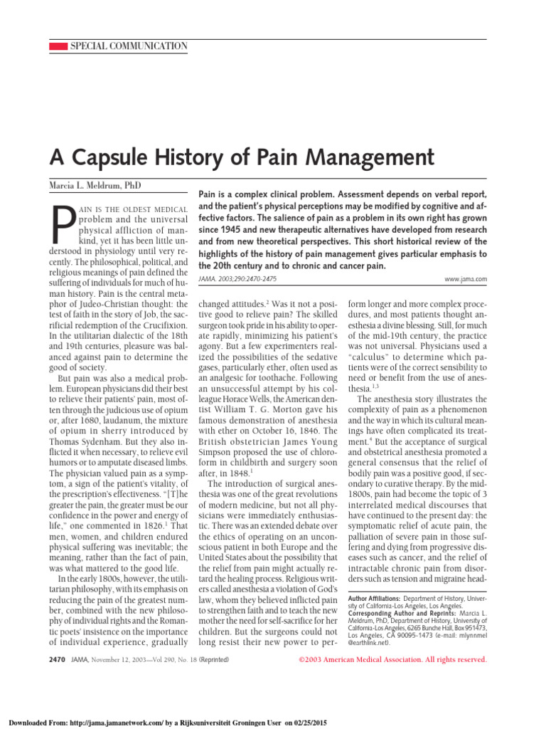 History of Pain Management | PDF | Pain | Pain Management