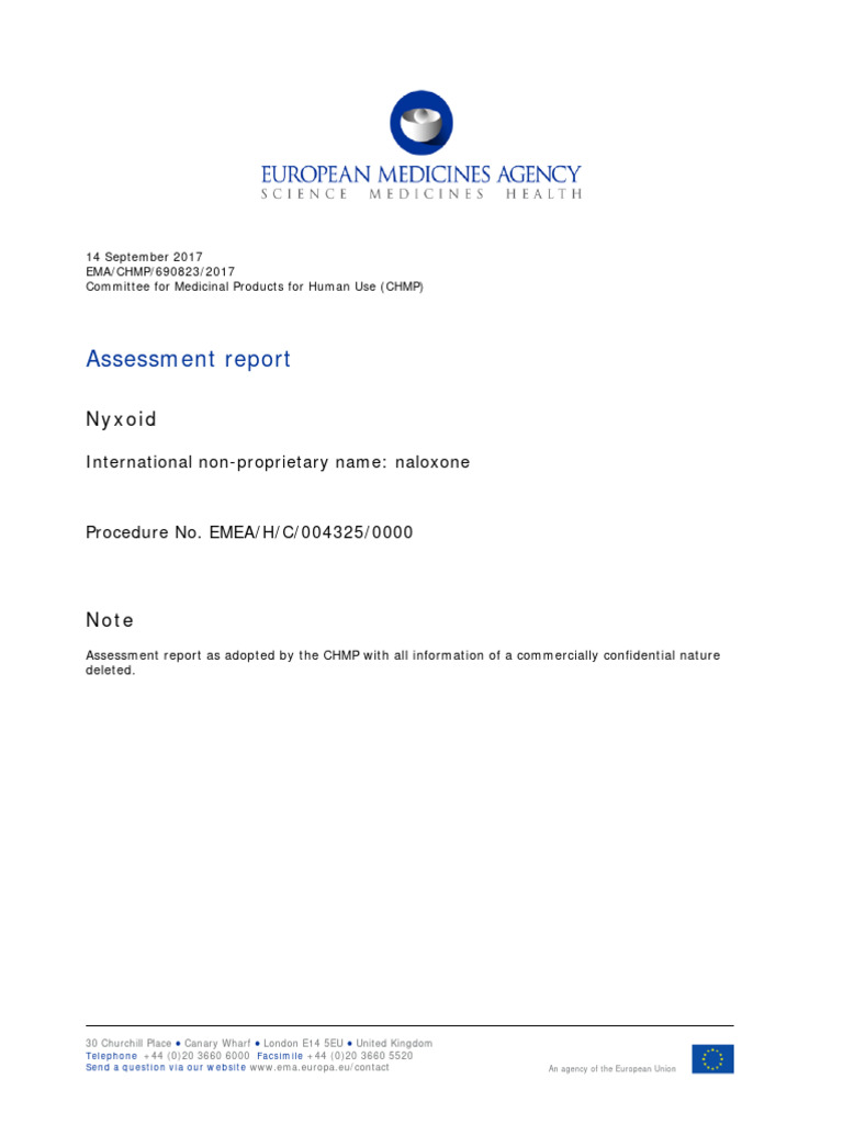 Nyxoid Naloxone Nasal Spray Assessment | PDF | Naloxone | Pharmacology