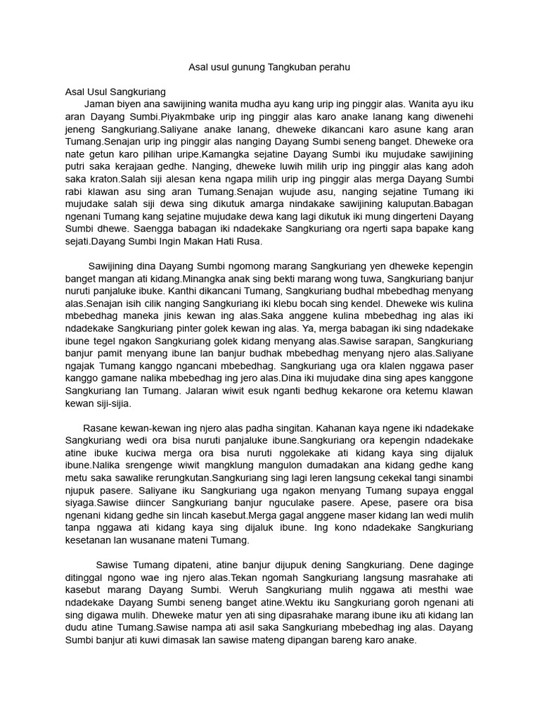 Asal Usul Gunung Tangkuban Perahu | PDF