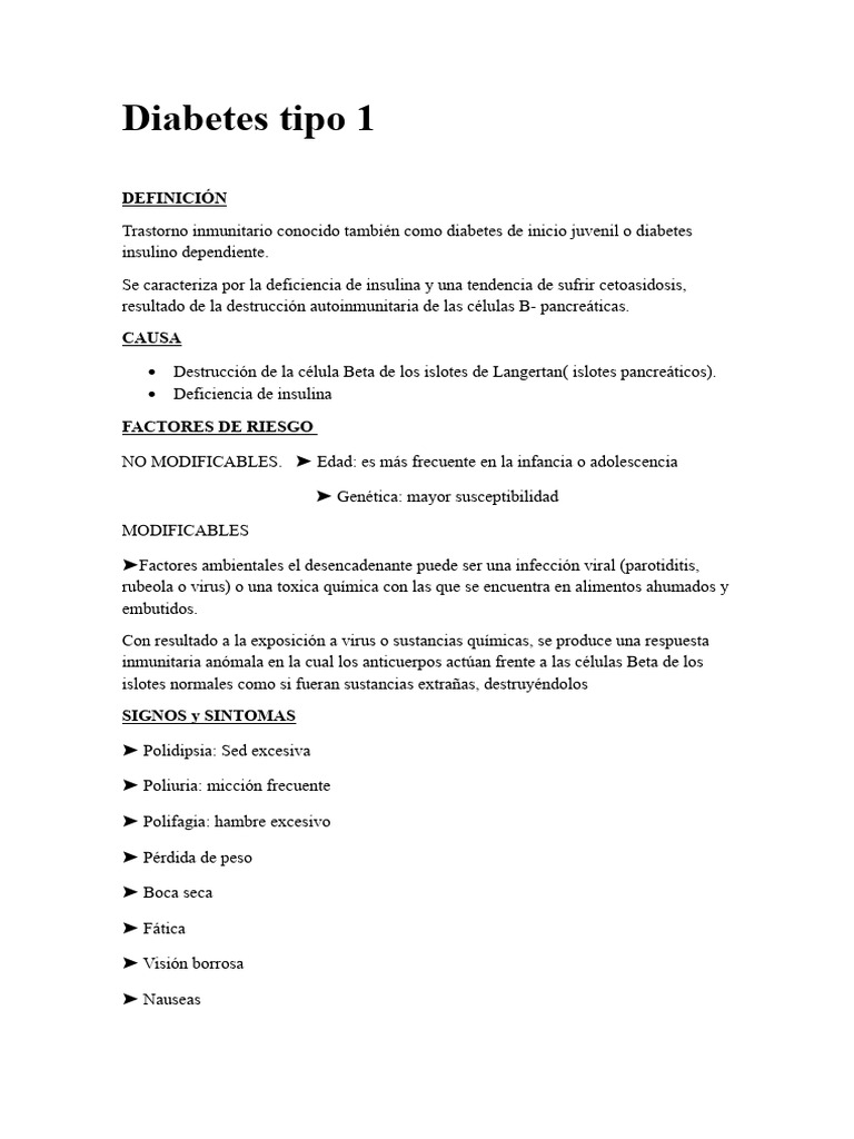 Diabetes Tipo 1 | PDF | Diabetes | Medicina CLINICA