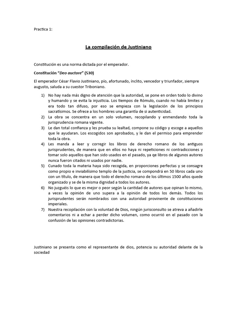 La Compilación de Justiniano: Derecho Romano | PDF | Justiniano I | Ley ...
