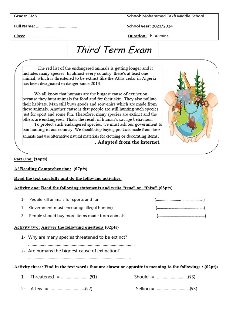 3ms examrr | PDF | Elephant | Hunting