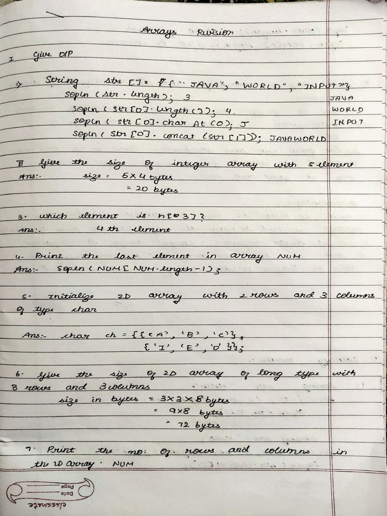Arrays Revision | PDF