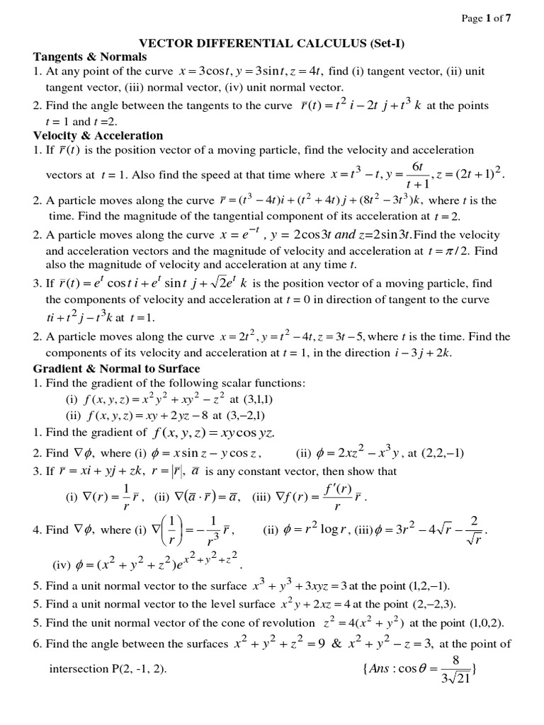 Unit-2 Vector Differentiation | PDF | Acceleration | Algebra