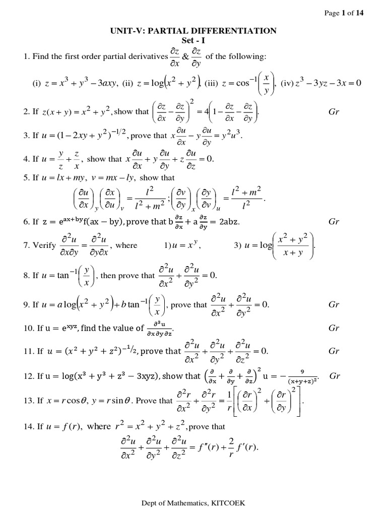 Partial Differentiation - QB | PDF | Area | Triangle