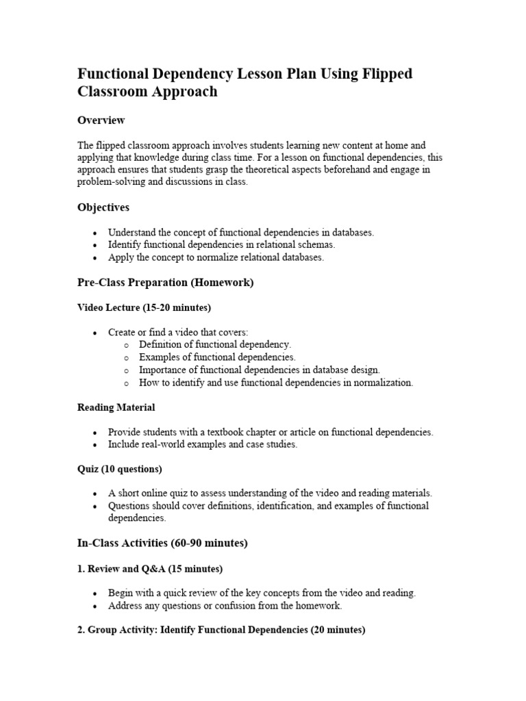 Functional Dependency Lesson Plan Using Flipped Classroom Approach | PDF | Databases | Data ...