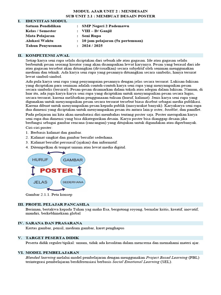2.1 Modul Ajar Membuat Desain Poster | PDF