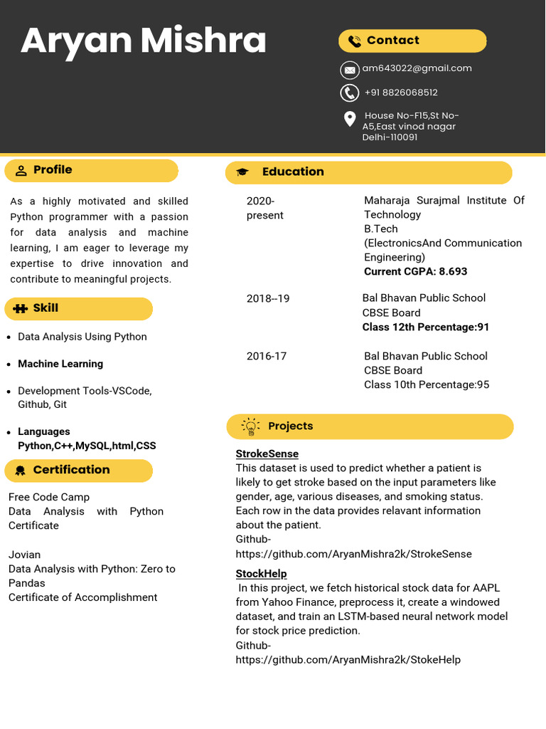 Aryan Mishra CV | PDF | Computing | Artificial Intelligence