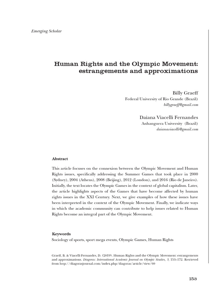 Human Rights and The Olympic Movement Estrangements and Approximations ...