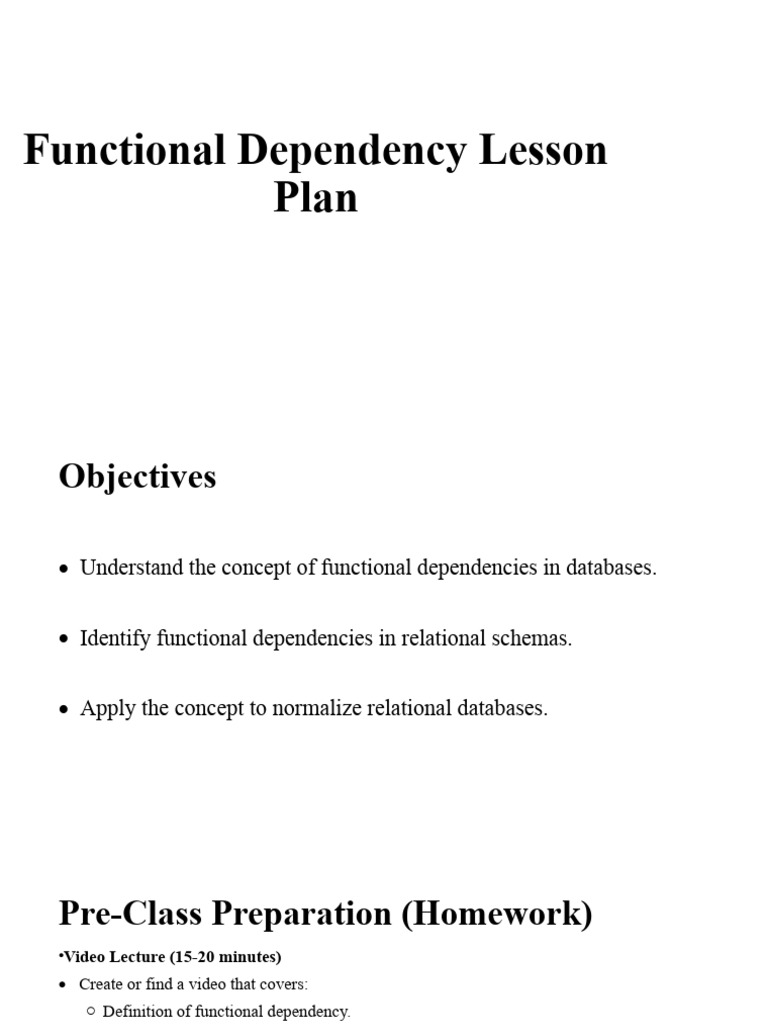Functional Dependency Lesson Plan | PDF | Databases | Homework