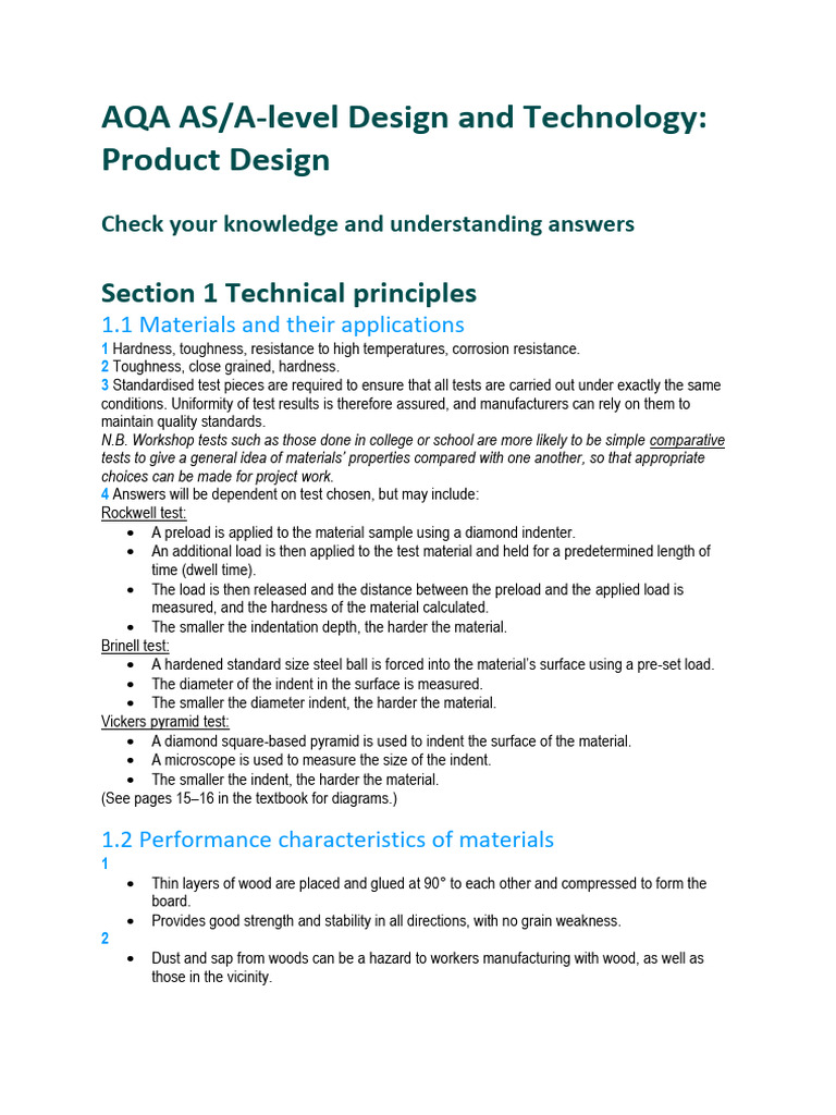 AQA AS - A Level DT Textbook Answers | PDF | Numerical Control | Fiberglass