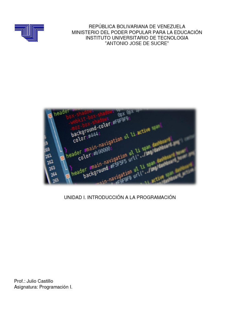1-INTRODUCCIÓN A LA PROGRAMACIÓN | PDF | Lenguaje de programación | Programación de computadoras