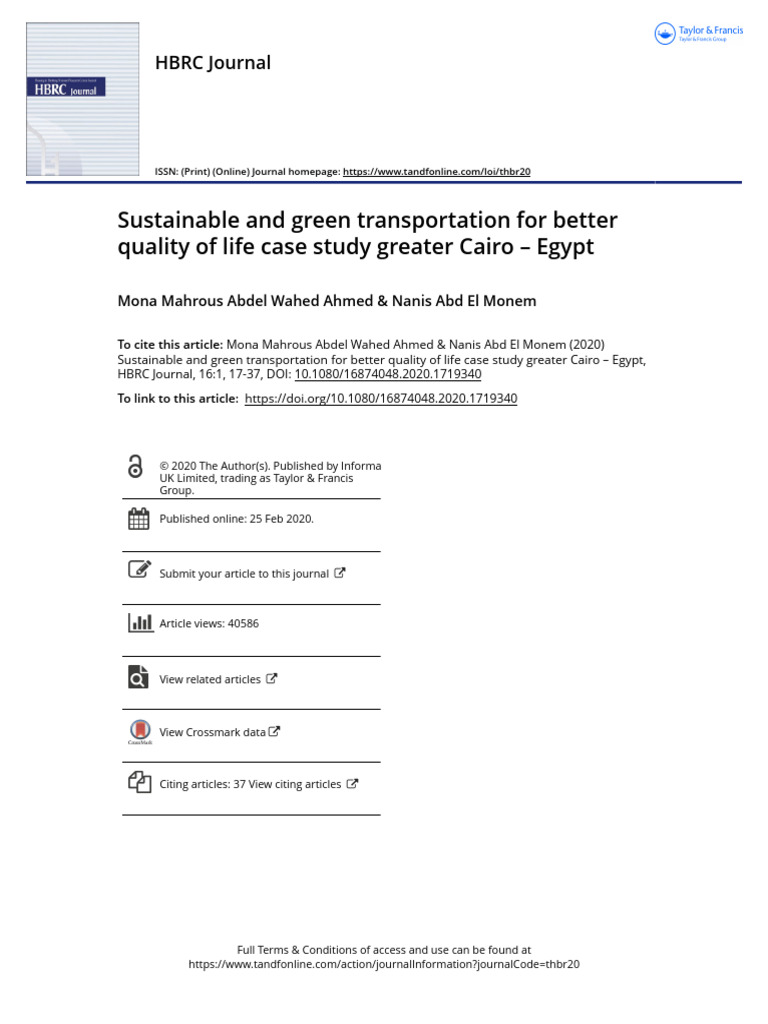 Sustainable and Green Transportation For Better Quality of Life Case ...