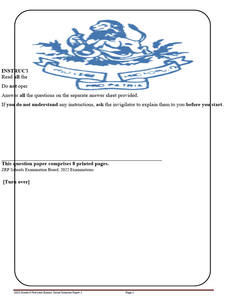 Grade 6 Social Science Paper 1 | PDF | Jesus | God