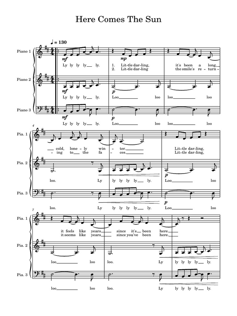 Here Comes The Sun-Beatles | PDF