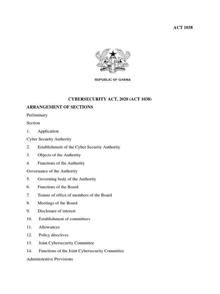 Ghana Cybersecurity Act 2020 Overview | PDF | License | Computer Security