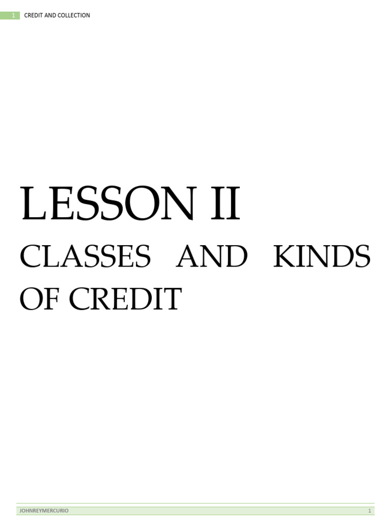 Credit and Collection LESSON II | PDF | Credit | Finance & Money Management