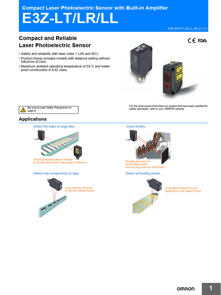 E3z Laser Series Datasheet en | PDF | Power Supply | Electrical Connector