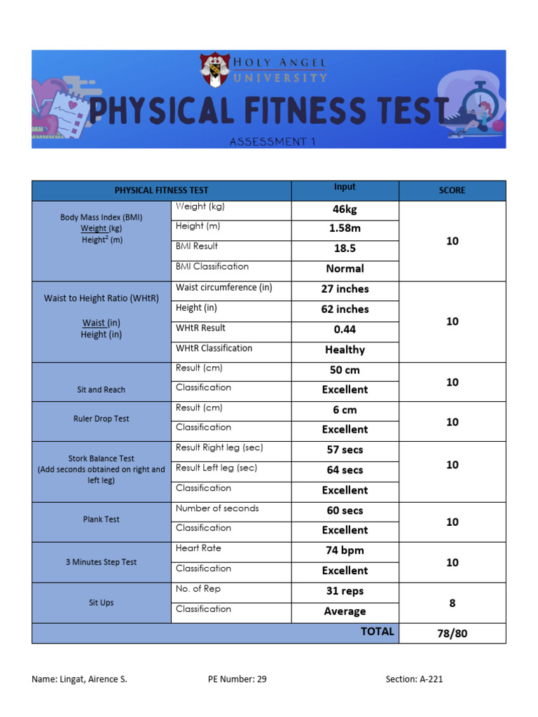 Student Fitness Assessment | PDF | Body Mass Index | Physical Fitness