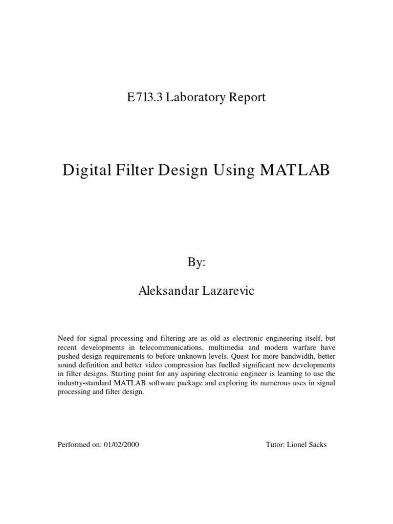 MATLAB Digital Filter Design Report | PDF | Business