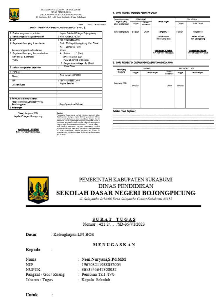 SPPD k3s Bojongpicung Revisi | PDF