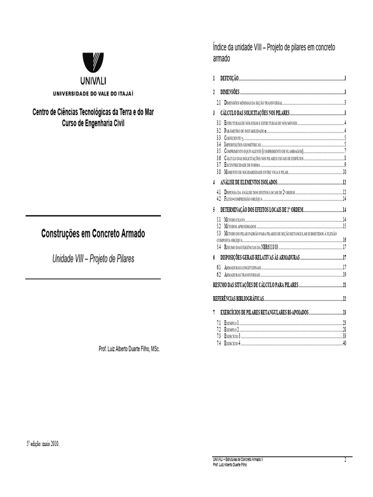 Projeto de Pilares em Concreto Armado | PDF | Flexão (Física) | Viga