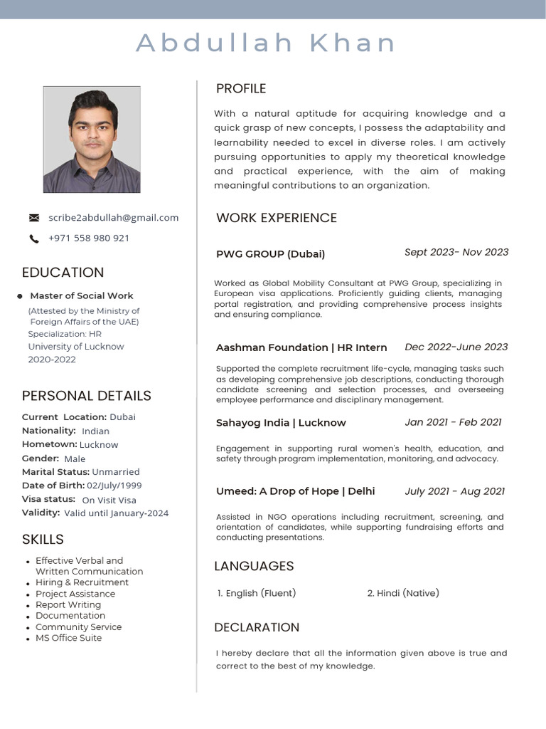 Resume Abdullah Khan | PDF | Recruitment