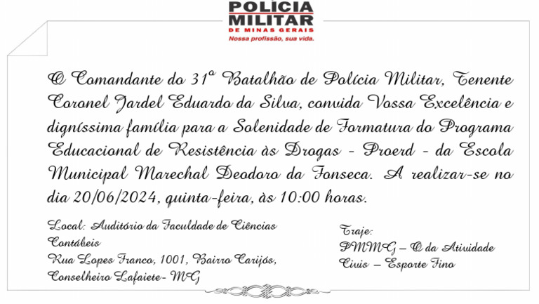 Convite Formatura Proerd 2024 - Marechal | PDF