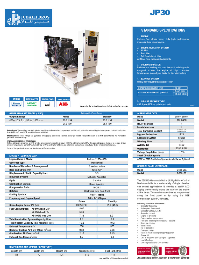 JP30 kVA TAL | PDF | Engines | Power (Physics)