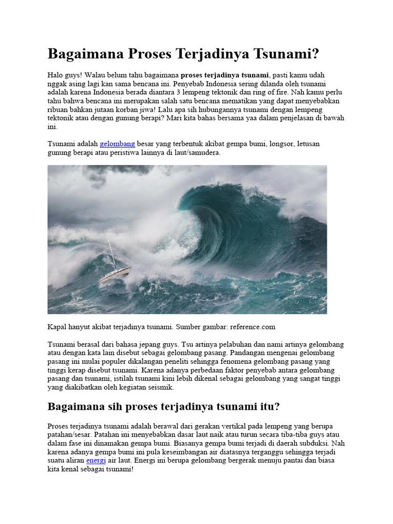 Bagaimana Proses Terjadinya Tsunami | PDF