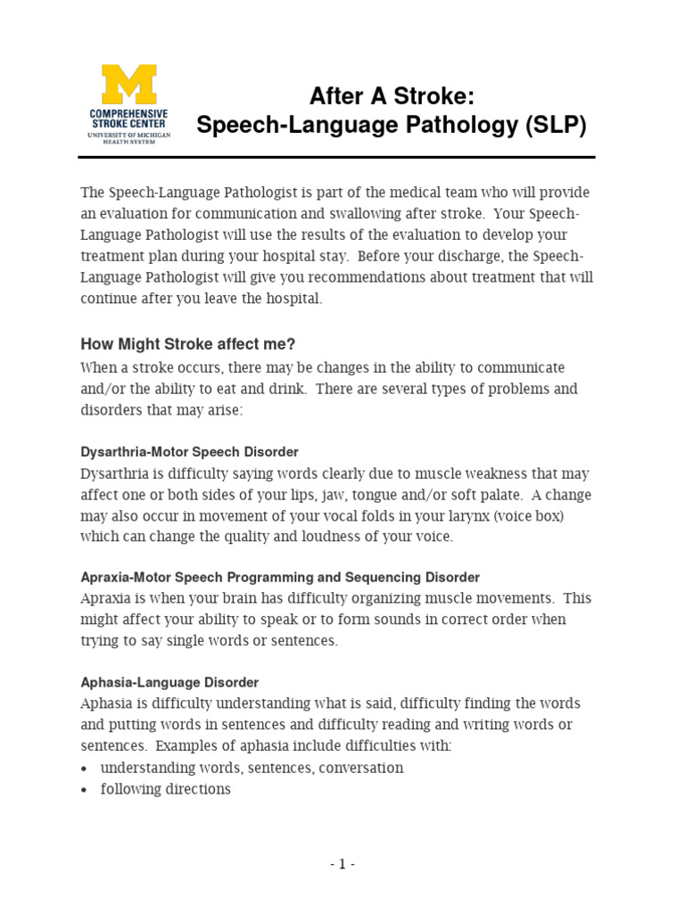 Stroke SLPFinal | PDF | Speech | Aphasia