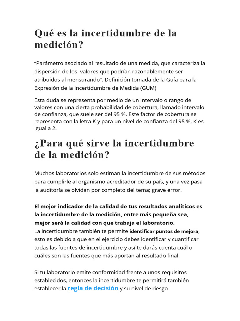 Incertidumbre de La Medida | PDF | Exactitud y precisión | Incertidumbre
