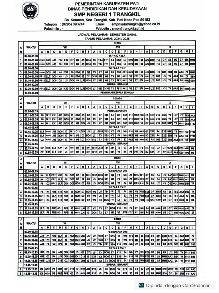 Jadwal KBM - Gasal | PDF