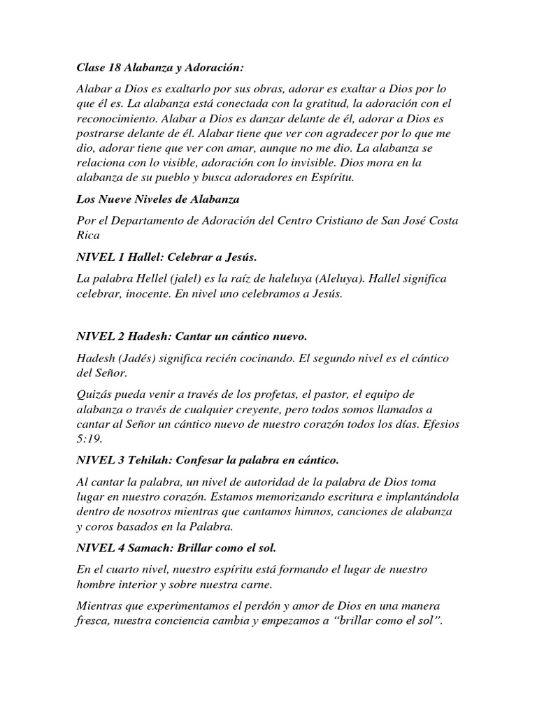 Nueve Niveles de Alabanza y Adoración | PDF | Jesús