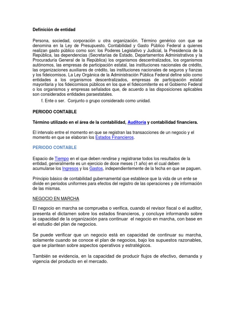 Definición de Entidad | PDF | Estado financiero | Contabilidad