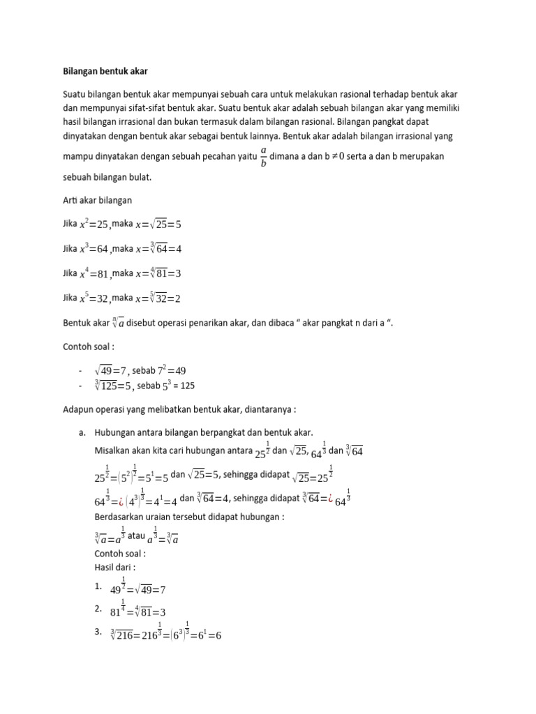 Bilangan Bentuk Akar | PDF